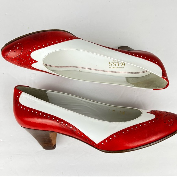 G.H. Bass & Co. | Shoes | Bass Women Red White Spectator Wingtip Low ...